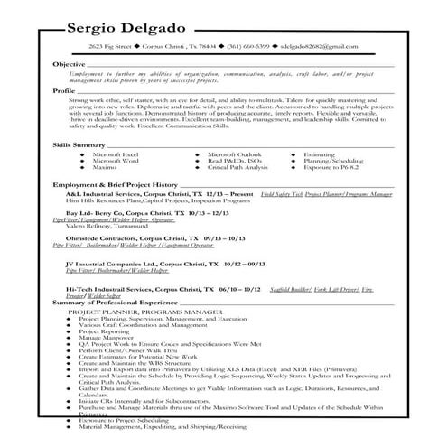 Sergio Resume | DOC | Business | Business and Finance