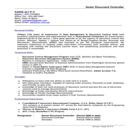 Sadiq-CV- Document Controller | DOC
