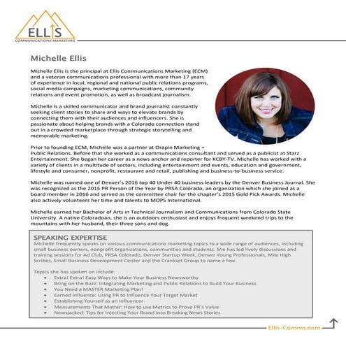 Michelle Ellis Speaker's Sheet | PDF