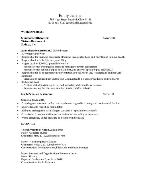 Entry level healthcare management resume | PDF