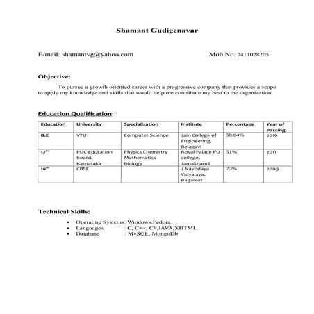 Shamant_resume | PDF