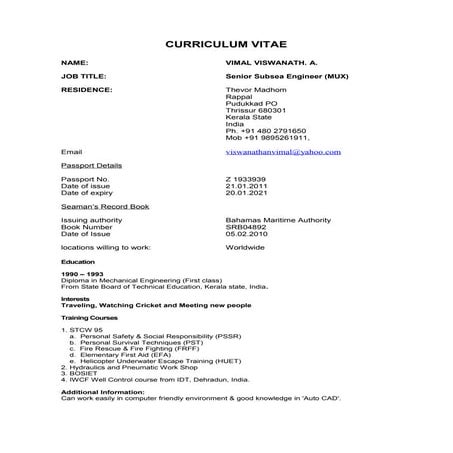 Vimal Viswanath CV 1 | DOC