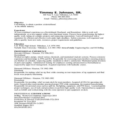 Timmey E Resume' 15 | DOCX