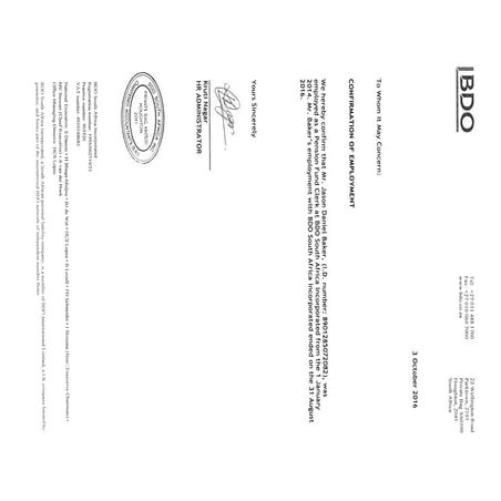 BDO - Certificate Of Employement | PPT