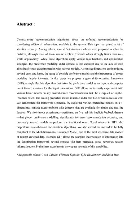 General Factorization Framework For Context Aware Recommendations Doc