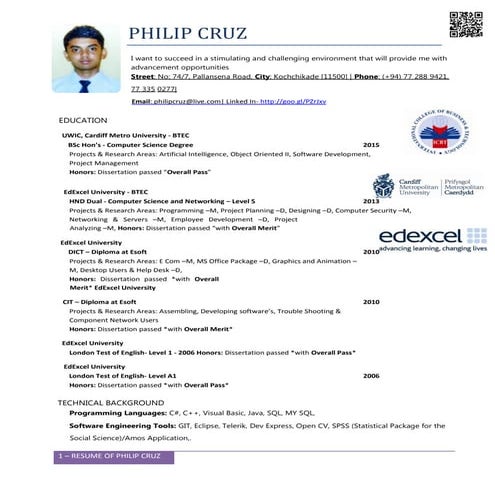 Resume Of Philip Cruz #1 Updated | PDF | Programming Languages | Computing