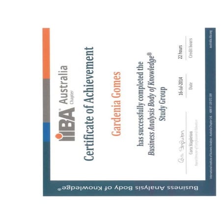 Certificate Study Group IIBA- Word | PDF