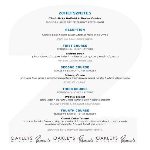 2 chefs2nites 6.13.16 petersons menu | PDF | Food & Drink
