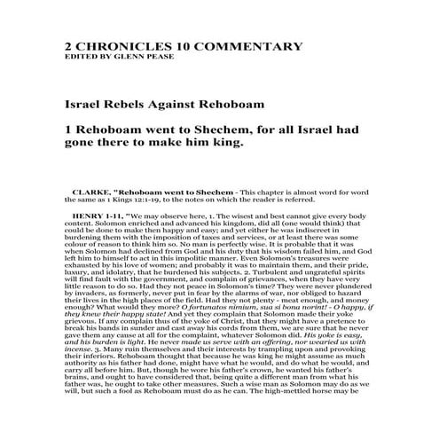 2 chronicles 10 commentary | PDF
