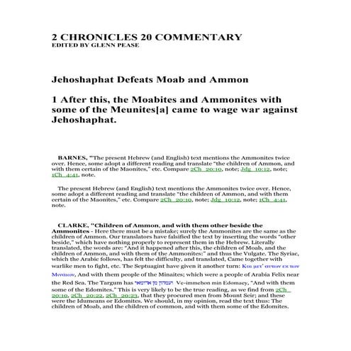 2 chronicles 20 commentary | PDF
