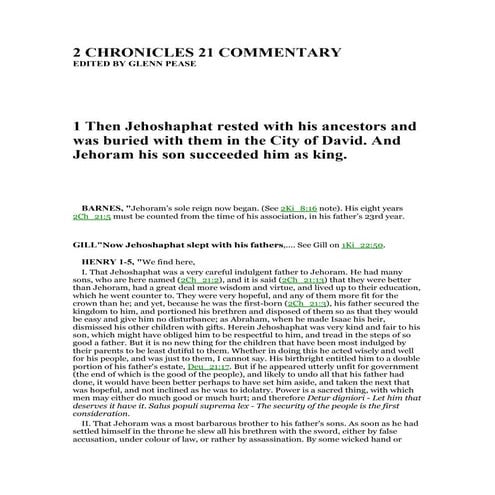 2 chronicles 21 commentary | PDF