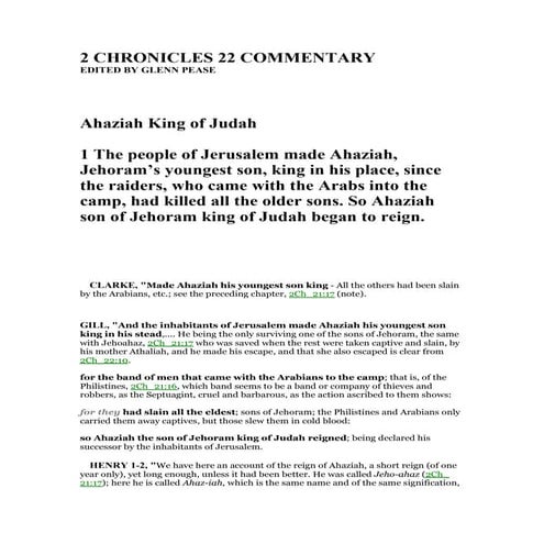 2 Chronicles 22 Commentary Pdf