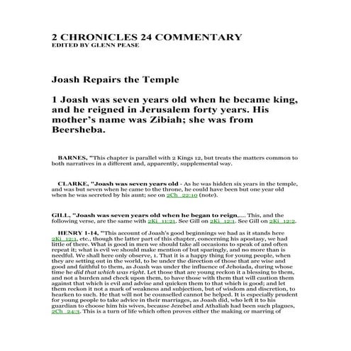 2 chronicles 24 commentary | PDF | Christianity | Religion & Spirituality