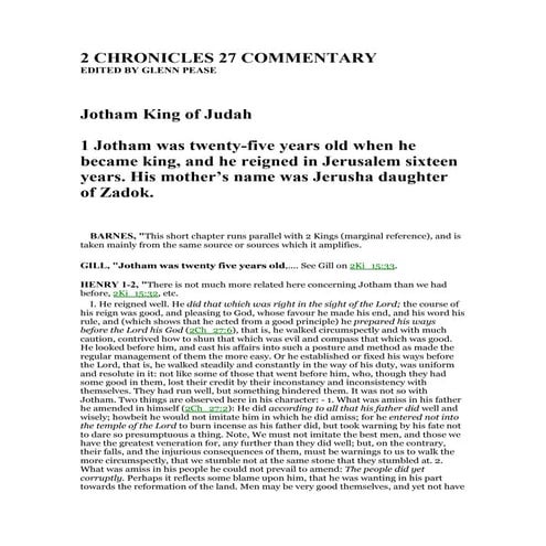 2 chronicles 27 commentary | PDF