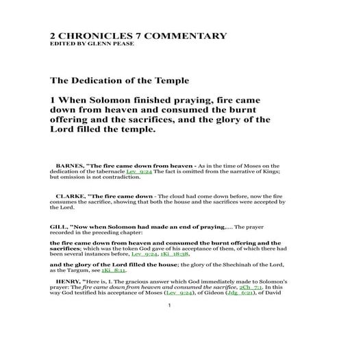 2 chronicles 7 commentary | PDF