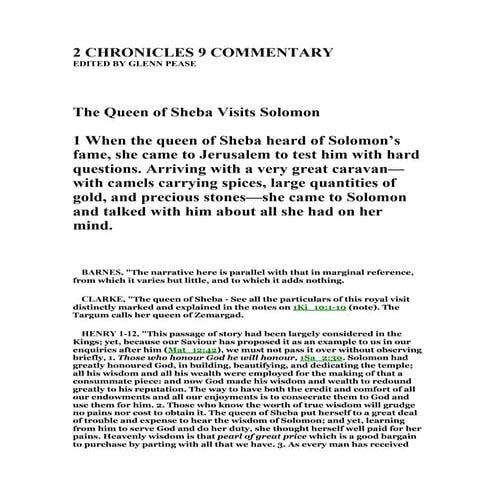 2 Chronicles 9 Commentary Pdf