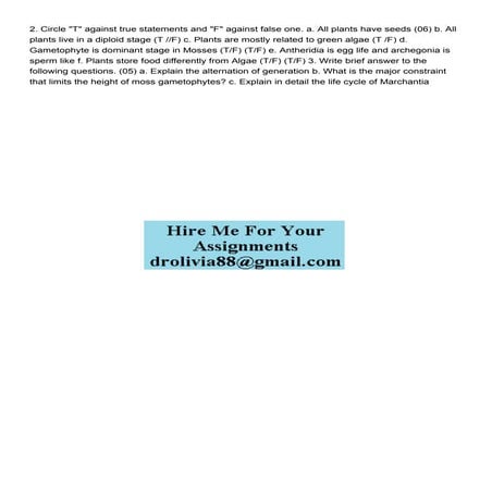 2 Circle T against true statements and F against false .pdf | Biological Sciences | Science