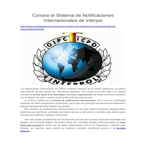 Conoce el sistema de notificaciones internacionales de interpol | DOC