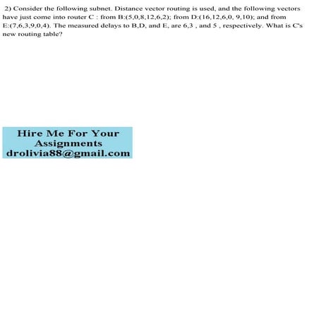 2) Consider the following subnet. Distance vector routing is used, an ...
