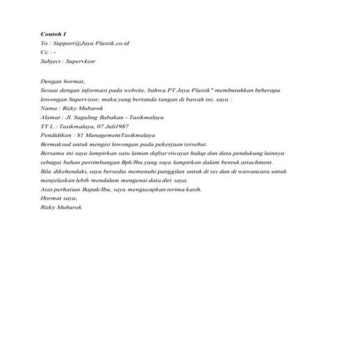 2 contoh surat lamaran email - http://contohsurat.sekolahkita.info