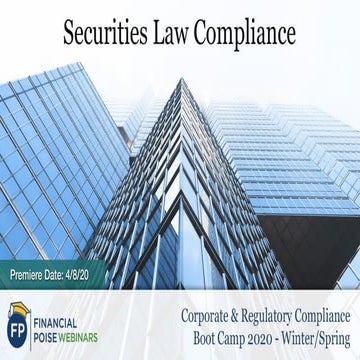 Securities Law Compliance (Series: Corporate & Regulatory Compliance ...
