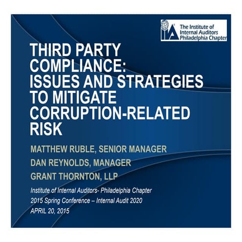 Third Party Compliance: Issues and Strategies to Mitigate Corruption ...
