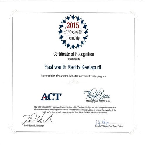 ACT certificate original | PDF