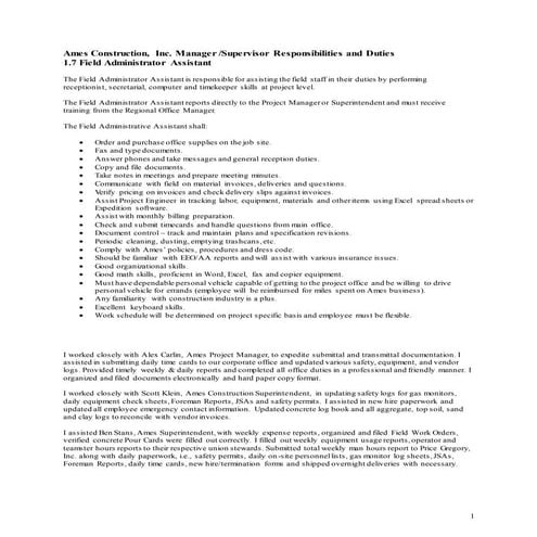 Ames Construction Admin Assist | DOCX