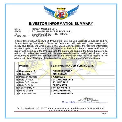 INVESTOR INFORMATION SUMMARY | PDF