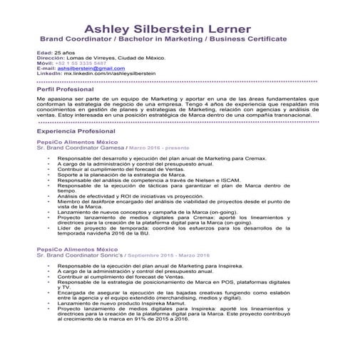 CV Ashley Silberstein Lerner | PDF