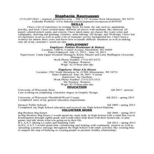 Stephanie Rasmussen Resume | PDF