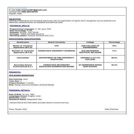 cv - nida | PDF | Programming Languages | Computing