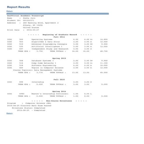 Unofficial Transcripts | PDF