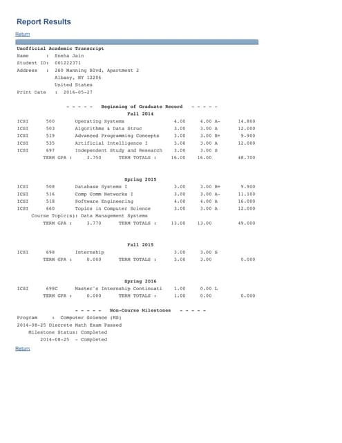View Unofficial Transcript | PDF