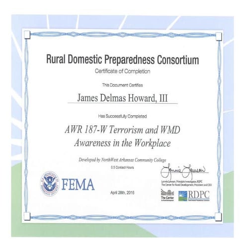AWR 187-W Terrorism and WMD Awareness in the Workplace | PDF