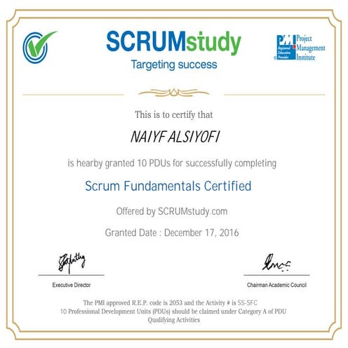 10 pdu-SCRUMstudy_NAIYF ALSIYOFI | PDF