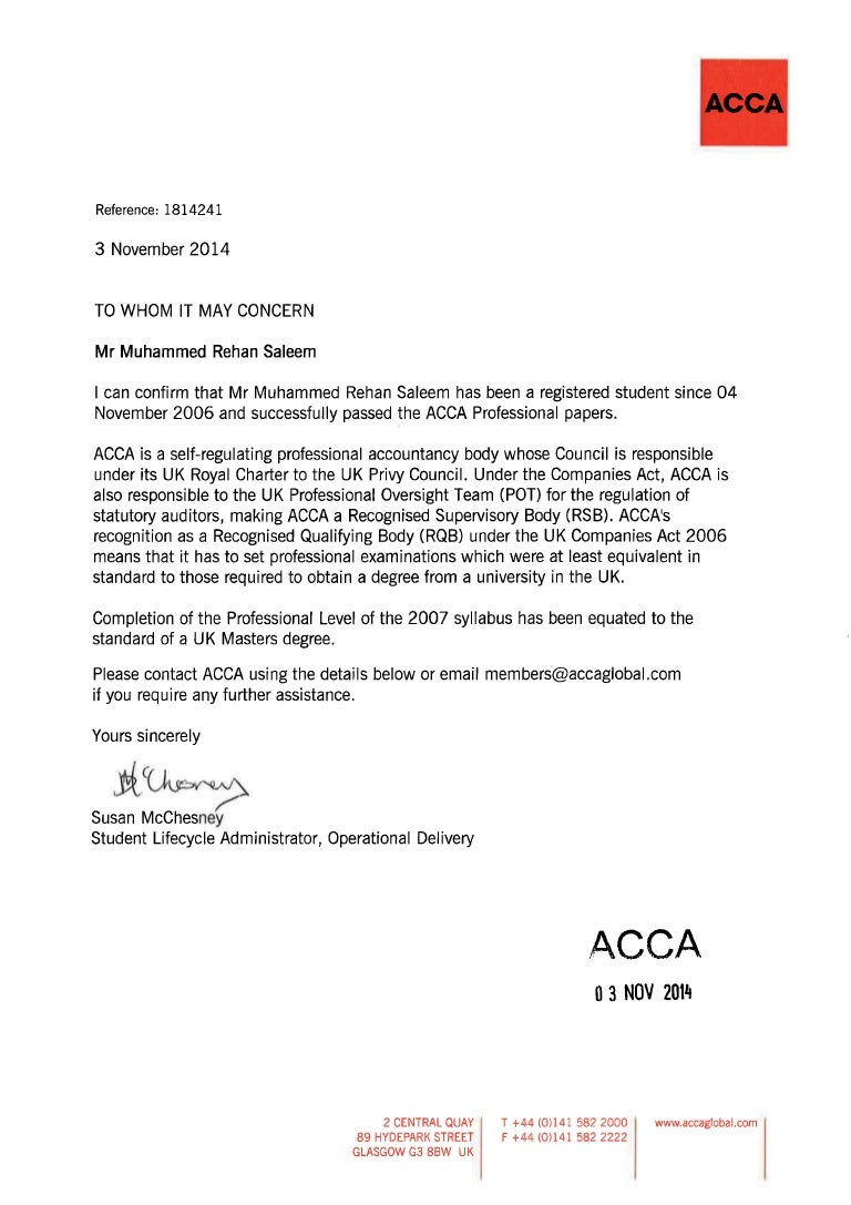 ACCA Certificate