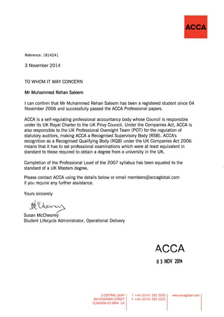 Acca Membership Certificate | PDF