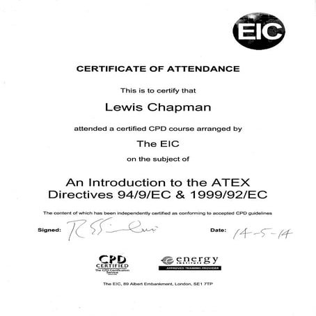 ATEX directive course cert | PDF