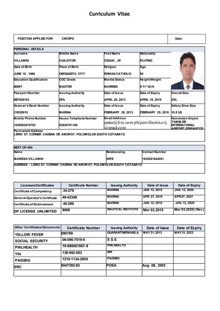 My CV for Offshore F | PDF