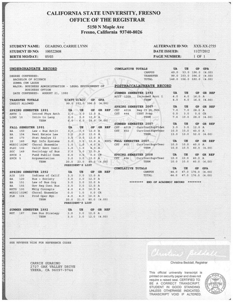 fresno state transcript
