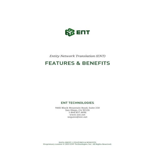 ENT-Data-Sheet_Features-Benefits | PDF