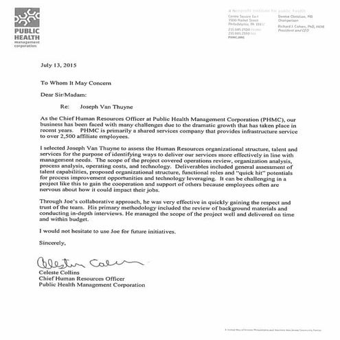 PHMC - Van Thuyne Letter Recommendation | PDF