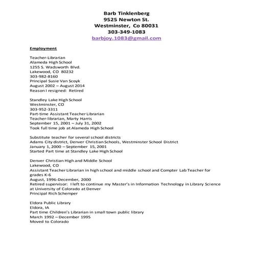 Barb Tinklenberg Resume | DOCX