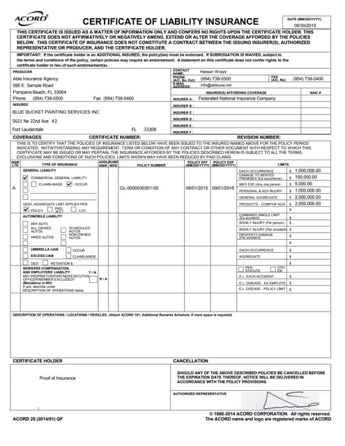 insurance certificate | PDF