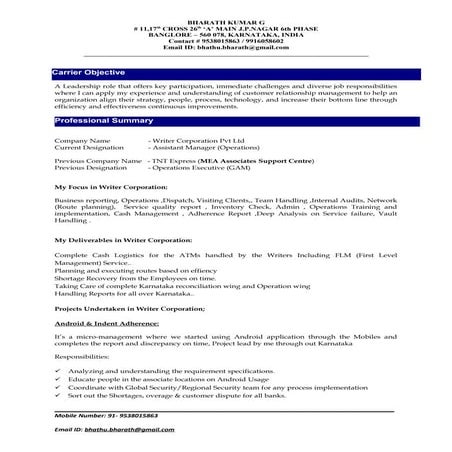 Resume-Bharath Kumar.G | PDF