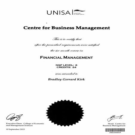 Certificate in Financial Management | PDF