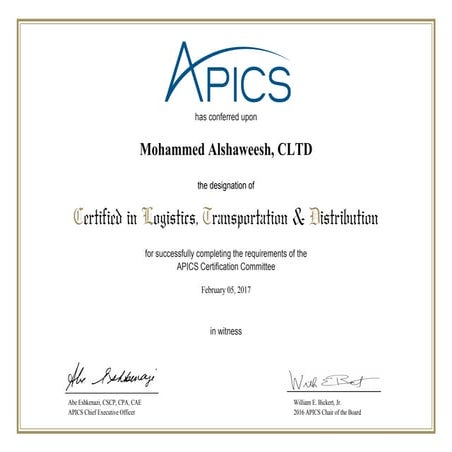 APICS_CLTD_Original_Certificate_A4 | PPT