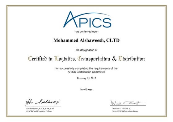APICS_CLTD_Original_Certificate_A4 | PPT
