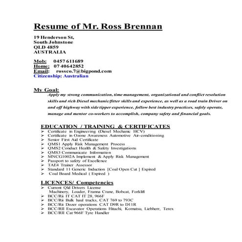 Ross Resume 2016 | DOCX